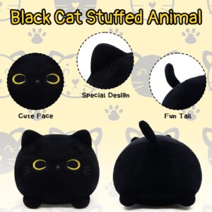 LSYDCARM Kawaii Black Cat Plush Pillow Toy, Cute Stuffed Animal for Kids Birthday, Christmas, Home Decoration