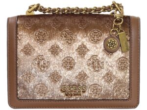 guess abey convertible crossbody flap, bronze