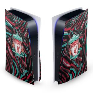 head case designs officially licensed liverpool football club abstract brush art vinyl faceplate sticker gaming skin decal cover compatible with sony playstation 5 ps5 disc edition console