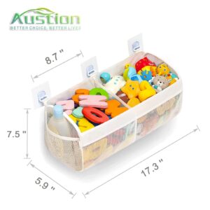 Austion Original Two Compartment Easy-access Mesh Bath Toy Organizer for Bath Tub with Large Openings Quick Drying Cute Toddler Bath Toy Storage Holder for Baby