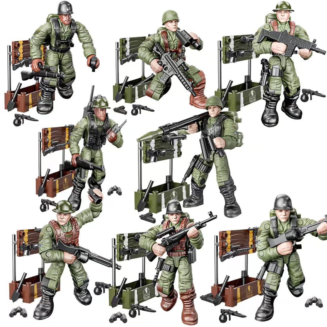 YEIBOBO ! Army Men Set Military Action Figures Mini Soldier Model Toys (WWII US Army XJ-9921)