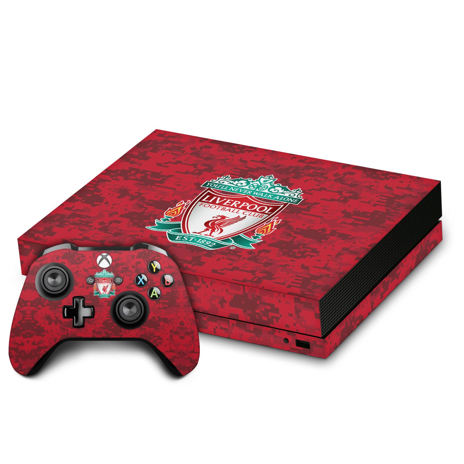 Head Case Designs Officially Licensed Liverpool Football Club Crest Red Camouflage Art Vinyl Sticker Gaming Skin Decal Cover Compatible With Xbox One X Console and Controller Bundle