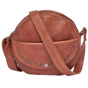 locking concealed carry mia leather crossbody purse for handgun with universal holster (cognac)