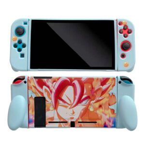 enfily for cute dragon ball case compatible with nintendo switch, dockable case cover, ergonomic soft tpu grip case for joycon, sparkle skin set