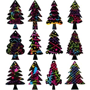 whatsign christmas ornament crafts for kids 24pcs rainbow christmas scratch cards diy christmas scratch art paper ornaments craft christmas crafts for kids classroom christmas party favors decorations