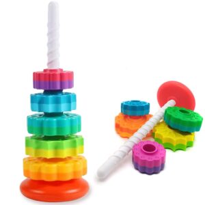 CAPT.GOOSE Rainbow Spinning Toy, Stacking Toys for Toddlers 1-3, Educational Montessori Toys, Developmental Baby & Toddler Toys, Autism Sensory Toys for Toddlers 1-3, Gifts for one Year Old Girl boy