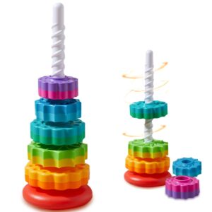 capt.goose rainbow spinning toy, stacking toys for toddlers 1-3, educational montessori toys, developmental baby & toddler toys, autism sensory toys for toddlers 1-3, gifts for one year old girl boy