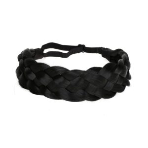 vowyore synthetic hair braided headband classic chunky wide plaited braids elastic stretch hairpiece women girl beauty accessory