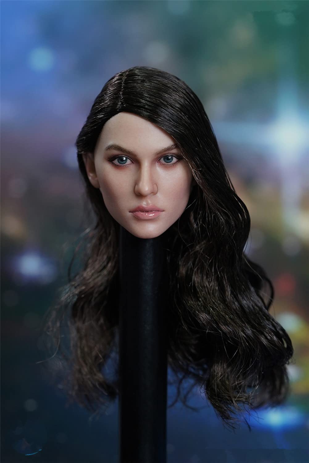 1/6 Scale Female Head Sculpt,Beauty Russian Girl Suntan Skin Planted Hair Head Carved for 12inch Female Soldier Action Figure Body Collection (Long Curls Hair)