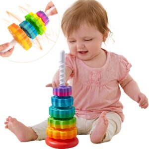 CAPT.GOOSE Rainbow Spinning Toy, Stacking Toys for Toddlers 1-3, Educational Montessori Toys, Developmental Baby & Toddler Toys, Autism Sensory Toys for Toddlers 1-3, Gifts for one Year Old Girl boy