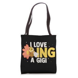 i love being a gigi sunflower bee funny grandma tote bag