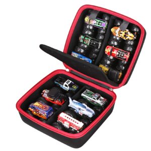 fblfobeli travel hard carrying case compatible with hot wheels monster trucks set of 12 1:64 scale die-cast toy trucks, portable storage bag (case only)