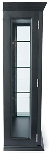 Displays2go 21" Countertop/Wall Mount Display Case, Adjustable Shelves, Locking - Black (DCC2128BK2)