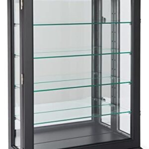 Displays2go 21" Countertop/Wall Mount Display Case, Adjustable Shelves, Locking - Black (DCC2128BK2)