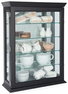 displays2go 21" countertop/wall mount display case, adjustable shelves, locking - black (dcc2128bk2)