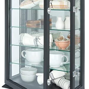 Displays2go 21" Countertop/Wall Mount Display Case, Adjustable Shelves, Locking - Black (DCC2128BK2)