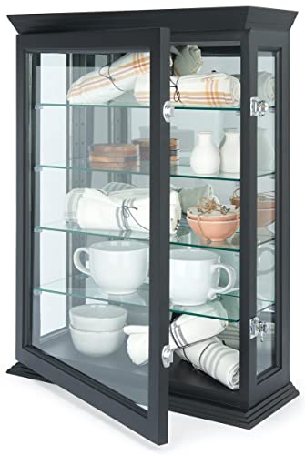 Displays2go 21" Countertop/Wall Mount Display Case, Adjustable Shelves, Locking - Black (DCC2128BK2)