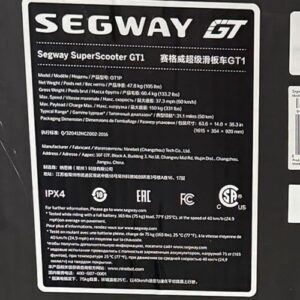 Segway SuperScooter GT1P, 3000W Power, 37.3MPH Max Speed, 43.5 Miles, 11 Inches Anti-Puncture Tubeless Tires, Folable, UL-2272 Certified