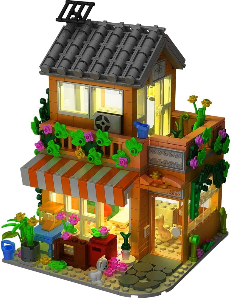 General Jim's Family Holiday Flower House City Modular Building Blocks Set | Compatible with Lego City Friends and Other Major Brick Building Brands