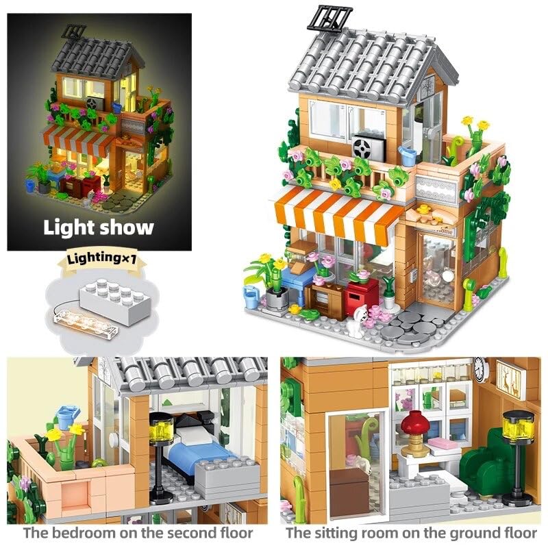 General Jim's Family Holiday Flower House City Modular Building Blocks Set | Compatible with Lego City Friends and Other Major Brick Building Brands