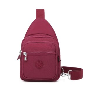 crossbody bags for women, unisex crossbody purse bag, sling bag, lightweight and compact sling backpack purse for women (bordeaux)