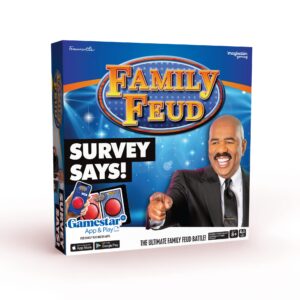 Family FEUD Survey Says Edition Card Game, Complete with Hundreds of Questions, 150 Question Cards, 50 Fast Money Cards, Complementary App with Sound Effects from The Show For 3 Players