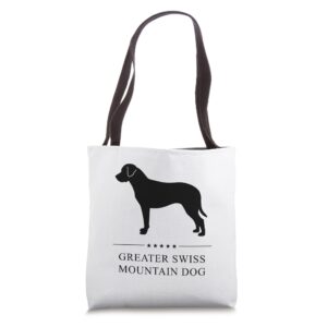 greater swiss mountain dog black silhouette tote bag