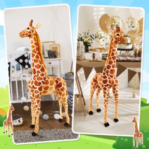 Zhanmai Giant Giraffe Plush Toy Large Giraffe Animal Toy Huge Standing Stuffed Giraffe Jumbo Lifelike Stuffed Doll for Girls Boys Birthday Gift Animal Theme Party Decoration Supplies (47 Inch)