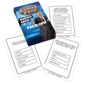 Family FEUD Survey Says Edition Card Game, Complete with Hundreds of Questions, 150 Question Cards, 50 Fast Money Cards, Complementary App with Sound Effects from The Show For 3 Players