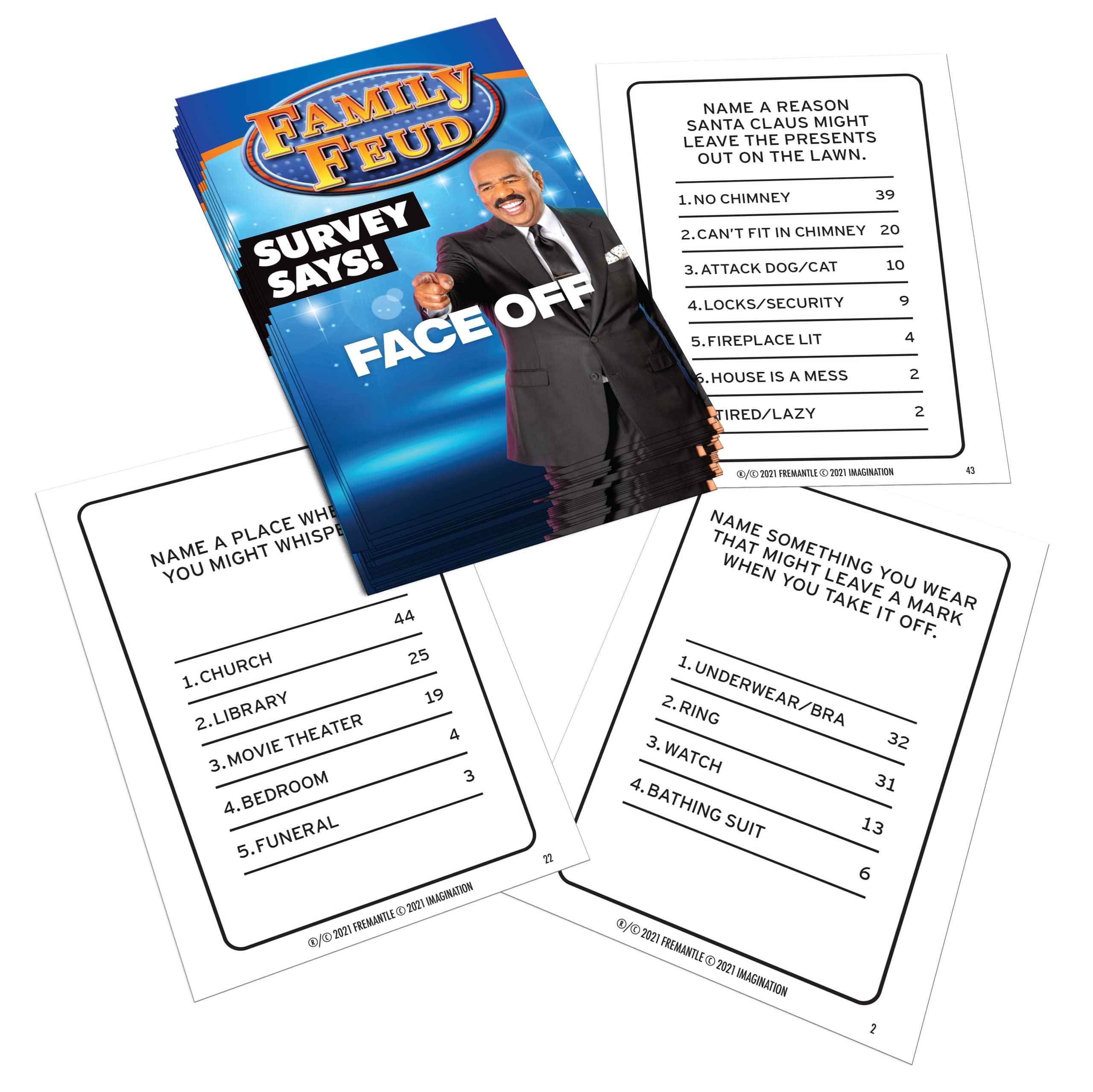 Family FEUD Survey Says Edition Card Game, Complete with Hundreds of Questions, 150 Question Cards, 50 Fast Money Cards, Complementary App with Sound Effects from The Show For 3 Players