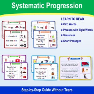 KIDDIEWIZE Learn to Read Phonics Busy Book for Beginning Readers, Montessori-Inspired Set of 3 Books for Kids Ages 3 4 5 6 7 8, 60 Learning Activities, Read in 4 Weeks with CVC Words and Sight Words