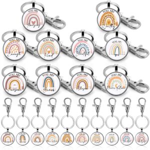 roowest 20 pcs inspirational gifts rainbow keychain bulk employee appreciation gifts motivational quote key ring for women team nurse coworkers