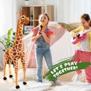 Zhanmai Giant Giraffe Plush Toy Large Giraffe Animal Toy Huge Standing Stuffed Giraffe Jumbo Lifelike Stuffed Doll for Girls Boys Birthday Gift Animal Theme Party Decoration Supplies (47 Inch)