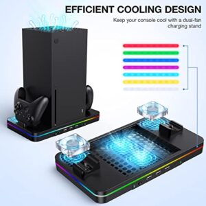 Cooling Charging Stand for Xbox Series X/S with 2 Headset Stand, Luckit Vertical Dual Controller Charger Station Dock Accessories with Cooling Fan, Fast Charging Station with 3 HUB USB Ports