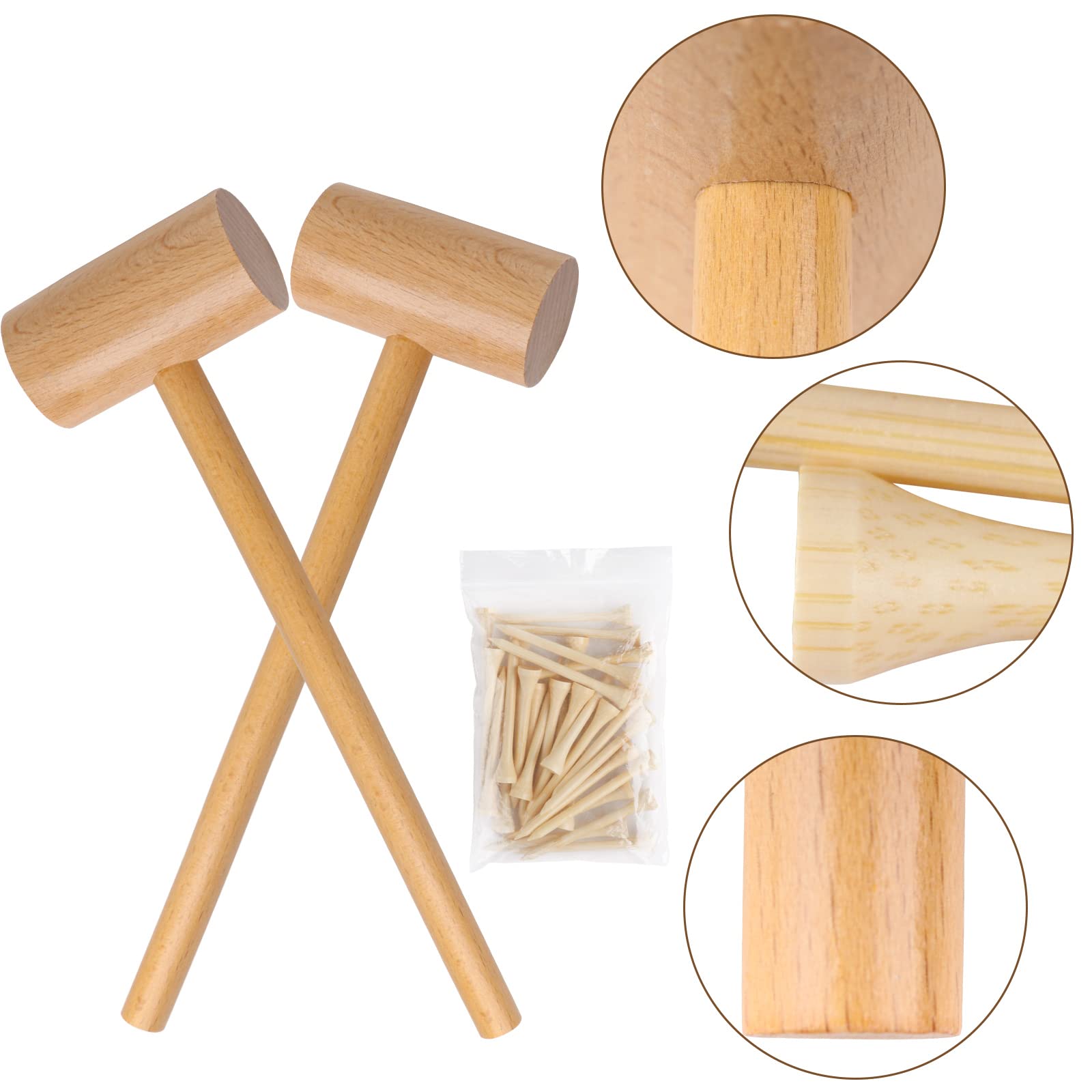 Waenerec Wooden Mallet Hammering & Pounding Toys Set Simulation Wooden Hammer Toddler Fake Hammer Portable Montessori Toy Hammer and Nails for Kids