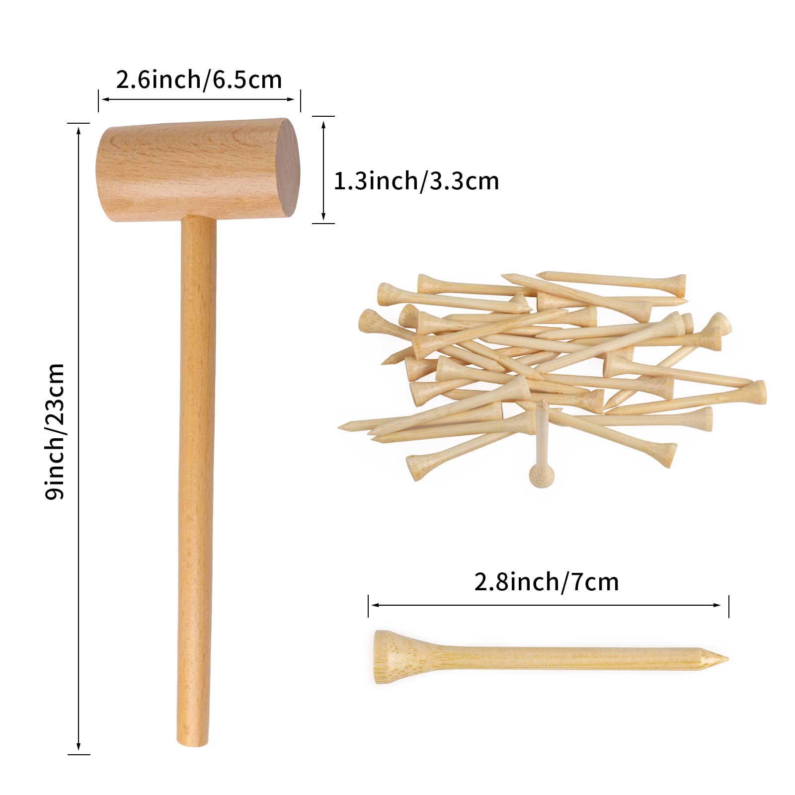 Waenerec Wooden Mallet Hammering & Pounding Toys Set Simulation Wooden Hammer Toddler Fake Hammer Portable Montessori Toy Hammer and Nails for Kids