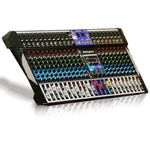 berlingtone br-20mx- 20 channel professional bluetooth studio audio mixer - dj sound controller, usb mp3 player, pc recording,18 microphone jack, 48v phantom power, 24bit digital effect, unpowered