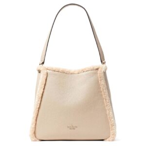 kate spade new york kate spade leila medium triple compartment shoulder (light sand shearling)