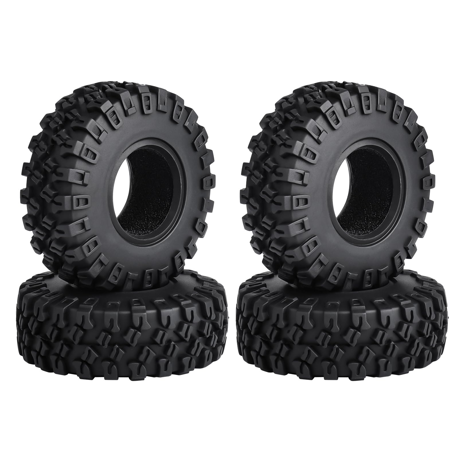 HobbyPark Soft Rubber SCX24 Tires 1.0 Rock Crawler for 1/18 TRX4M Axial SCX24 Gladiator Bronco C10 JLU Deadbolt B17 Betty 1/18 1/24 RC Crawler Car, 4PCS (52x20mm)