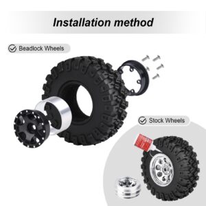 HobbyPark Soft Rubber SCX24 Tires 1.0 Rock Crawler for 1/18 TRX4M Axial SCX24 Gladiator Bronco C10 JLU Deadbolt B17 Betty 1/18 1/24 RC Crawler Car, 4PCS (52x20mm)