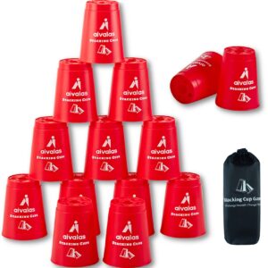 aivalas stacking cups, quick stack cups game with 12 pcs stacking cups & durable carry bag, classic stacking games for kids adults family(red)