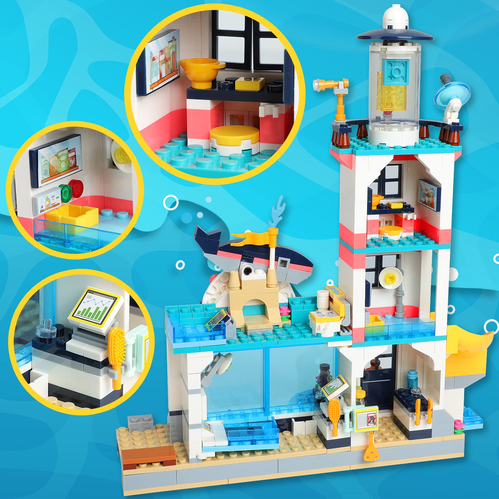 VIOSEBN Friends Lighthouse Rescue Center Building Kit, Pet Day Care Center Building Blocks Sets for Kids Boys Girls 6-12 Years (723 Pieces)