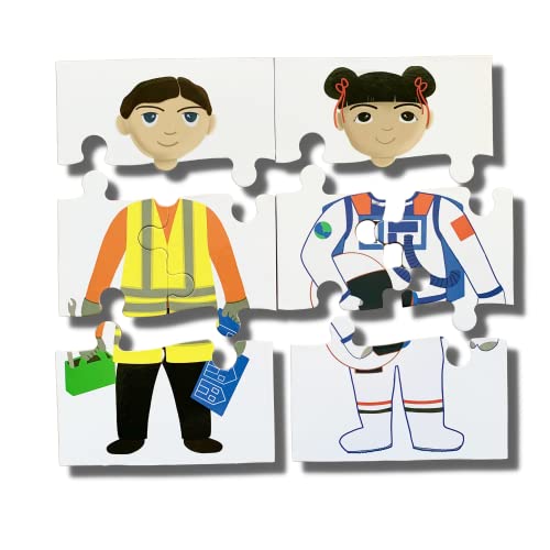 Kids for Culture: Career Kids: STEM Edition Puzzle-10 Puzzle Pack-40 Pieces. Interchangeable Heads and Body. STEM Education Ages-2-6