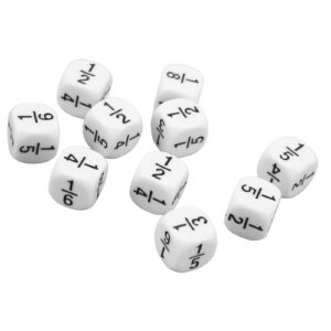 Fractional Number Dice, 20 PCS Intelligence Development White Fraction Dice for Children Toys