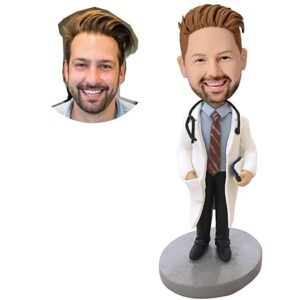 custom bobbleheads: doctor white coat | fully customizable doctor | personalized bobbleheads best gifts for doctor