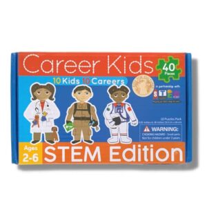 kids for culture: career kids: stem edition puzzle-10 puzzle pack-40 pieces. interchangeable heads and body. stem education ages-2-6