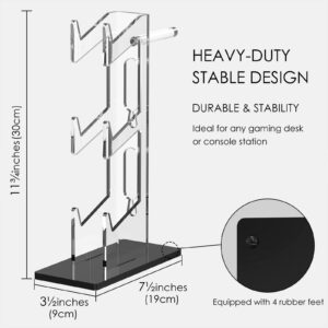 Linkidea Universal 3-Tier Controller Stand and Headset Stand Compatible with PS5, PS4, Switch Pro, Xbox Controllers Gaming Accessories Crystal Texture (White)