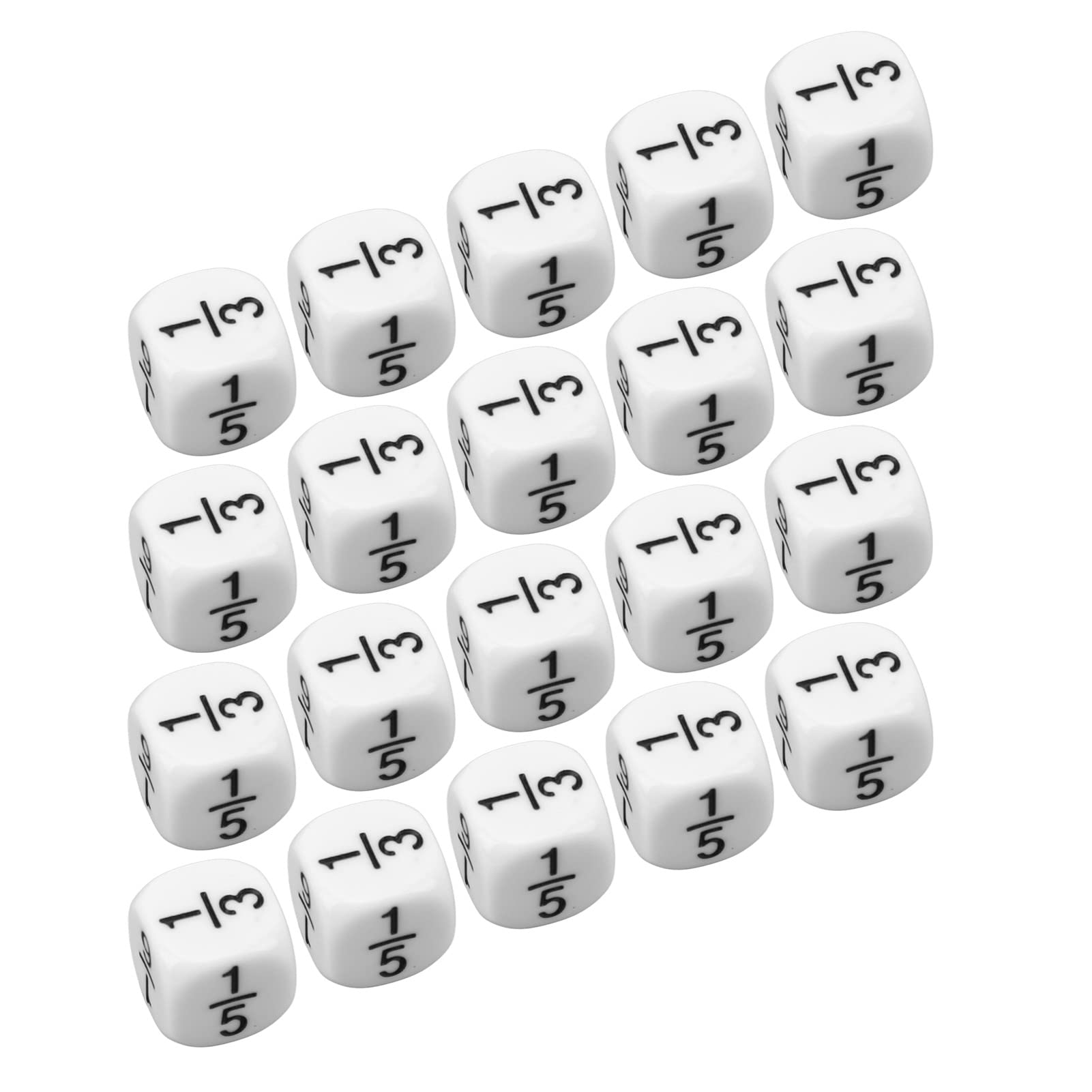 Fractional Number Dice, 20 PCS Intelligence Development White Fraction Dice for Children Toys