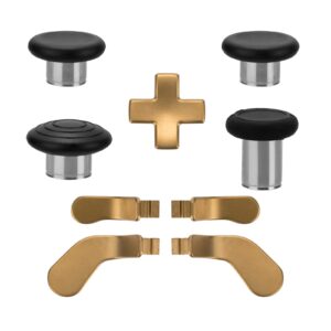 9 in 1 metal thumbsticks accessories for xbox elite wireless controller series 2 - core, gaming accessory replacement, 4 metal mod swap joysticks, 4 magnetic paddles, 1 + d-pads (gold)