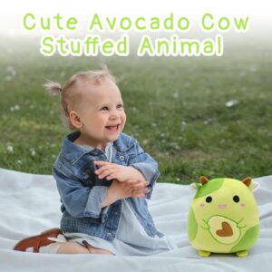 LSYDCARM Avocado Cow Plush Pillow Toy, 8Inch Adorable Cow Stuffed Animals Soft Cow Plushie Toys, Avocado Pillow Kawaii Cow Stuff Home Decoration Christmas Birthady Gift for Kids Boys Girls